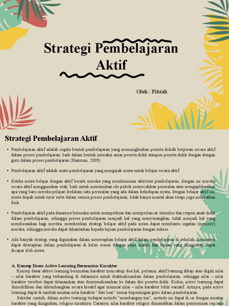 Strategi Pembelajaran Aktif Pdf