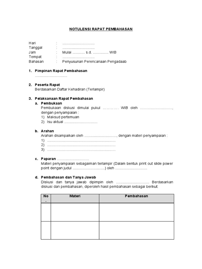 Contoh 05 - Format Notulen FGD Dan Pembahasan | PDF