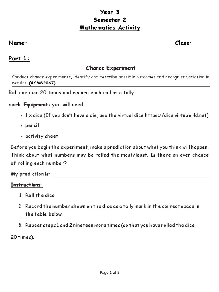 Chance Experiment | PDF | Experiment | Prediction