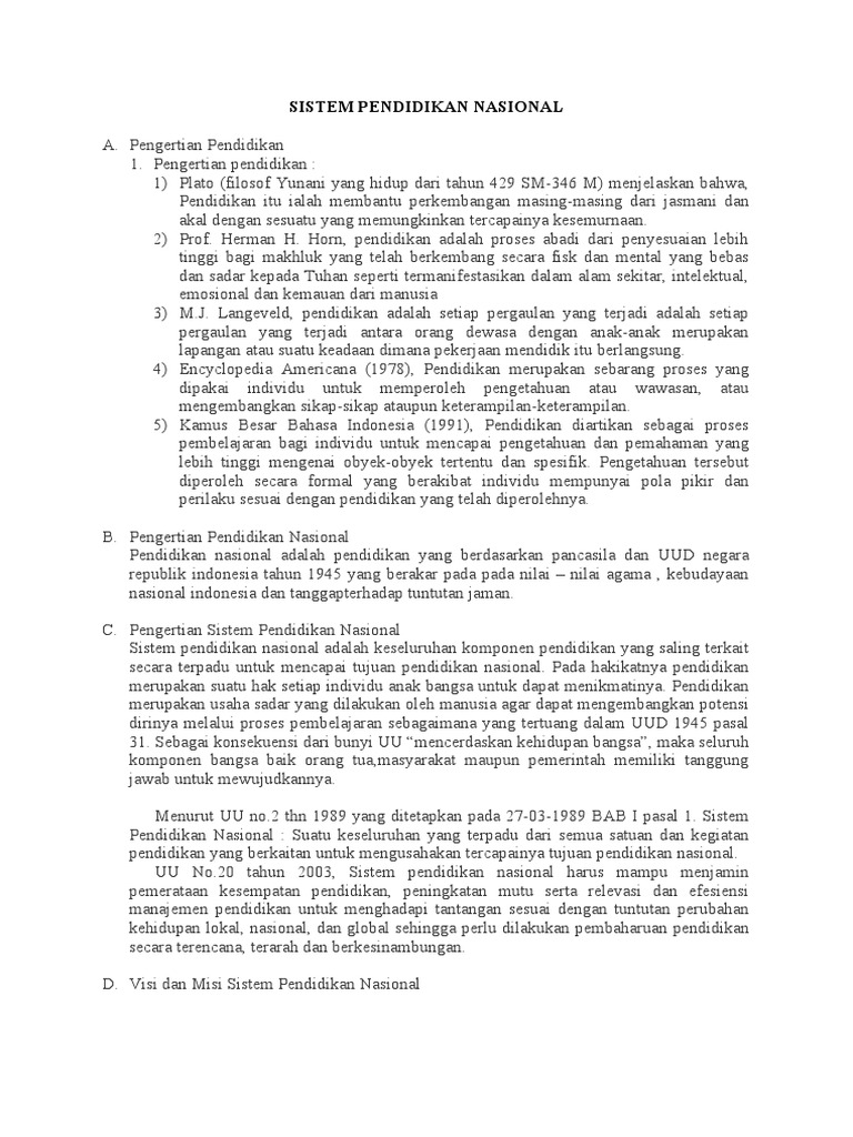 Sistem Pendidikan Nasional | PDF