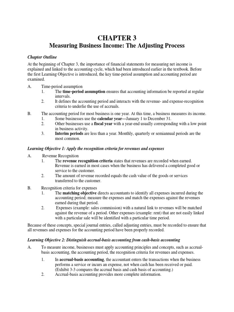 Measuring Business Income: The Adjusting Process: Chapter Outline ...