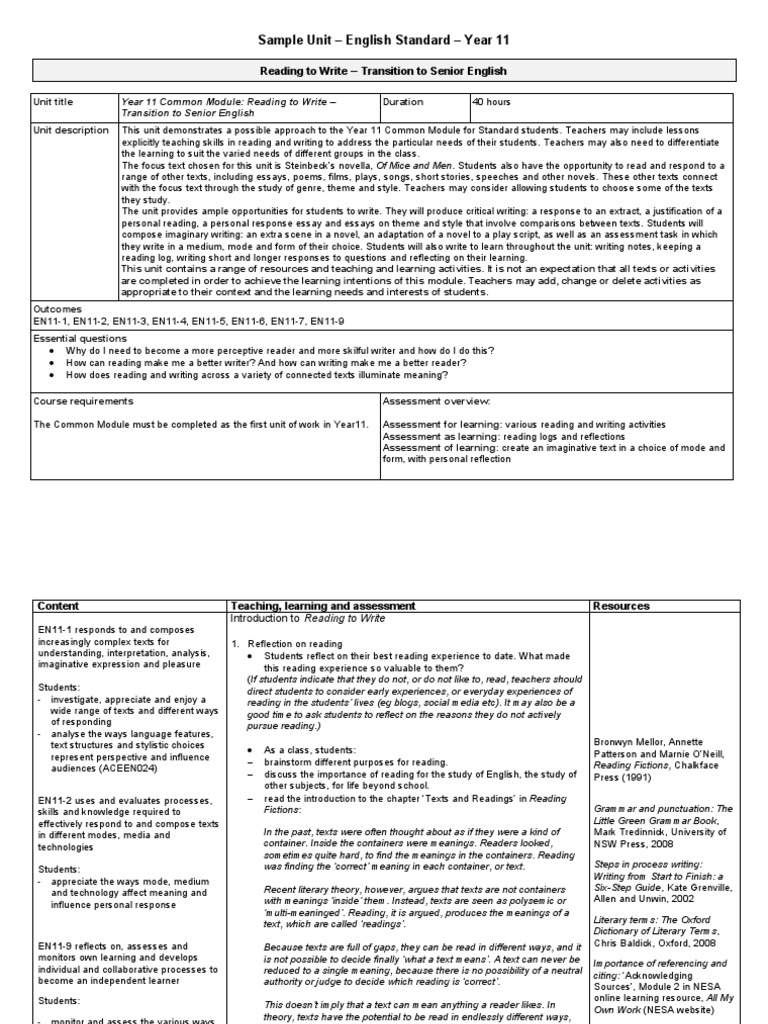 sample-unit-english-standard-year-11-reading-to-write
