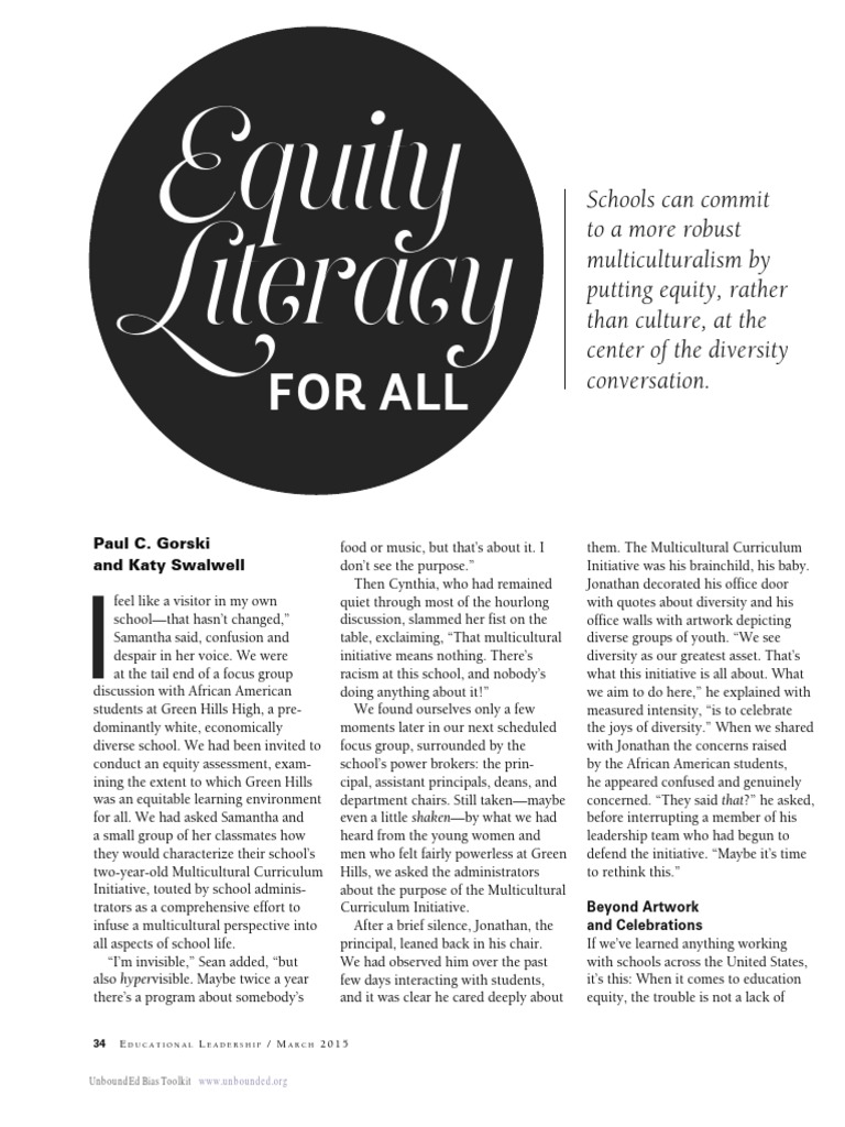 Equity Literacy For All+ (1) + | PDF | Literacy | Multiculturalism
