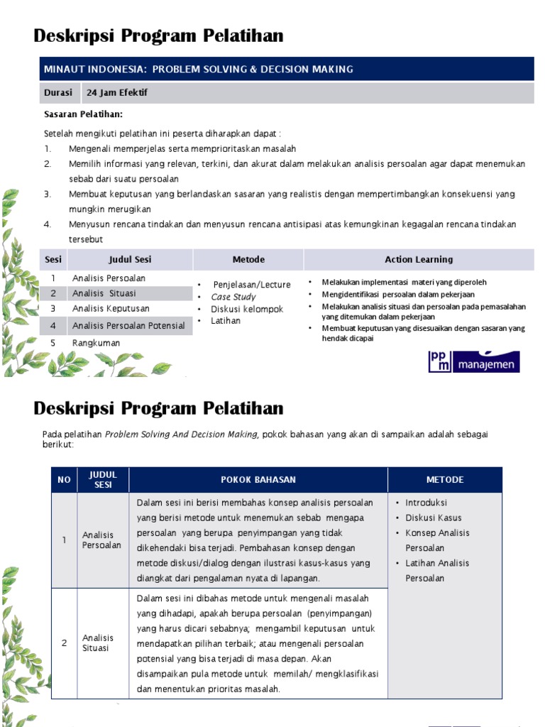 Deskripsi Program Minaut Problem Solving Decision Making | PDF | Seni ...