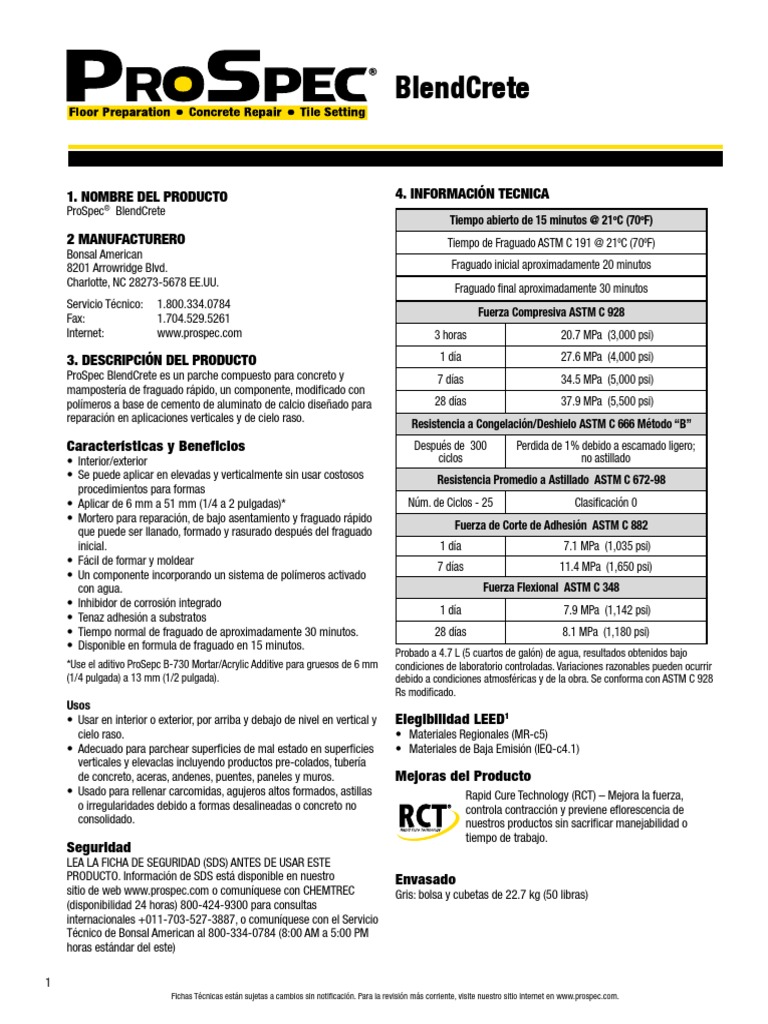 Psi Prospec Blendcrete | PDF | Hormigón | Agua