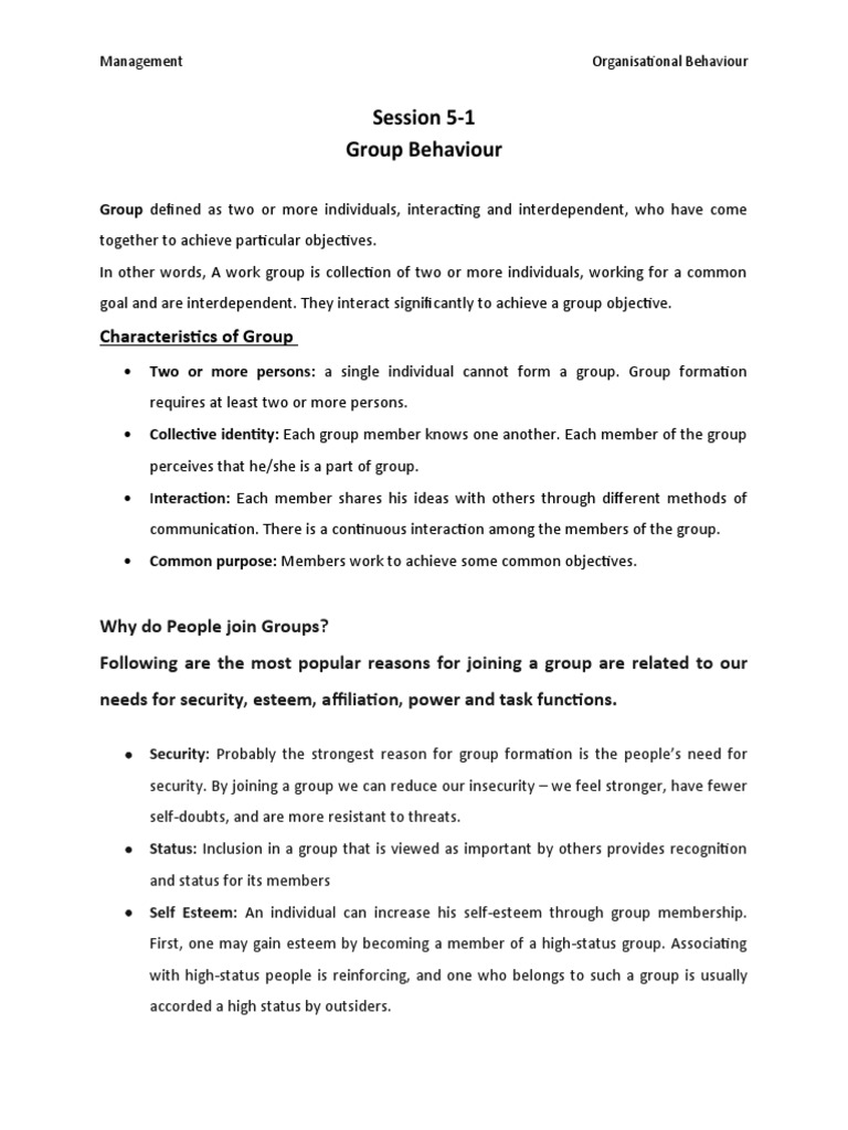 Group Behaviour-Definition, Types | PDF | Self Esteem | Identity ...