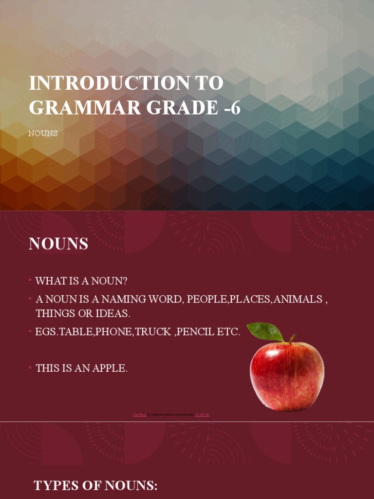 Introduction To Grammar Grade - 6: Nouns | PDF