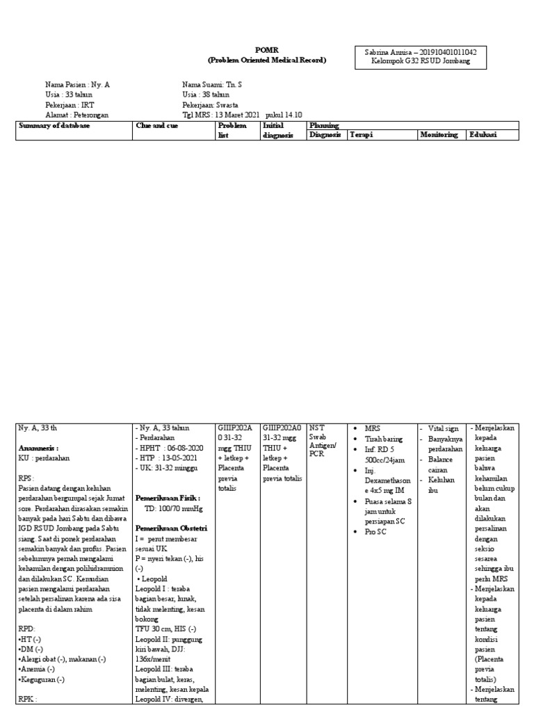 POMR 18 Maret 2021 - Sabrina Annisa - G32 | PDF