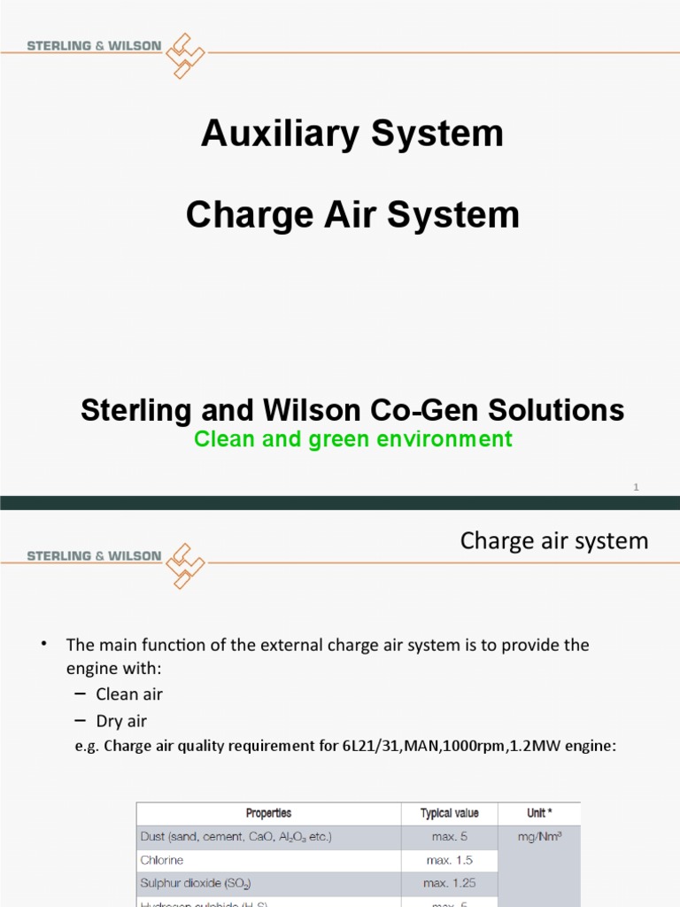 Auxiliary System Charge Air System: Sterling and Wilson Co-Gen ...
