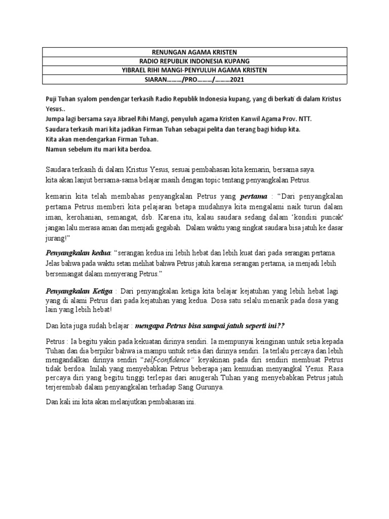 Penyangkalan Petrus 5 | PDF