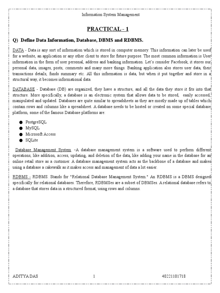 ISM Lab File | Download Free PDF | Relational Database | Sql