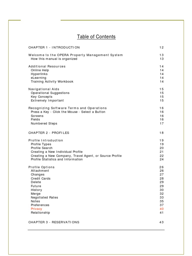 01 - Introduction - Opera PMS User Guide Version 4 | PDF | Educational ...