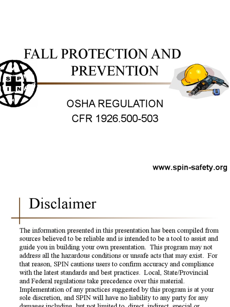 Fall Protection and Prevention: Osha Regulation CFR 1926.500-503 | PDF ...