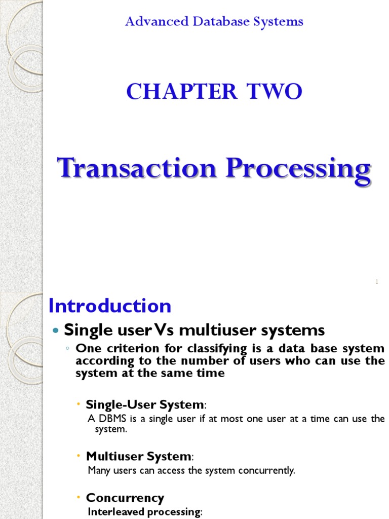 Chapter 2 Transaction Processing | Download Free PDF | Database Transaction | Concurrency ...