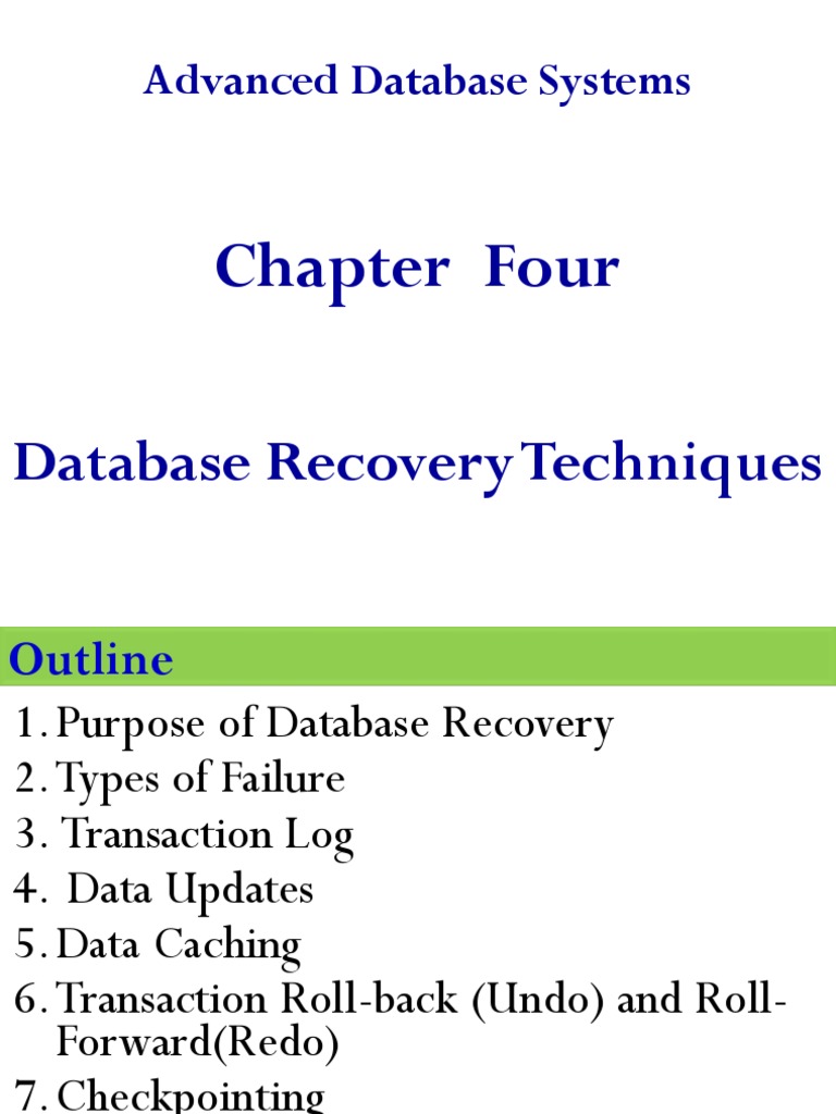 Chapter 4 Database Recovery Techniques | PDF | Database Transaction | Cache (Computing)