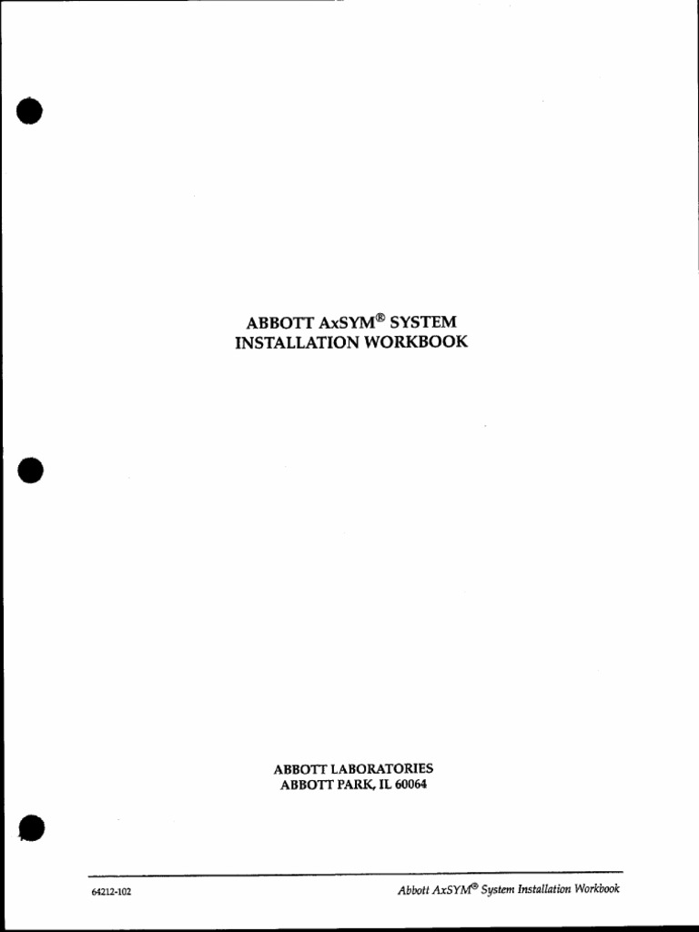 AB-AXSYM Installation Worksheet (1994-12 Rev 64212-102) pp33 | PDF