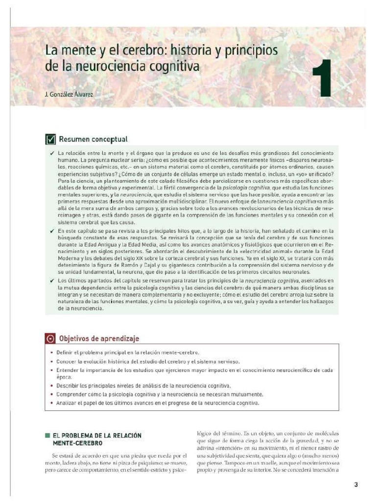 La Mente y El Cerebro-Historia y Principios de La Neurociencia Cognitiva-Redolar Ripoll | PDF