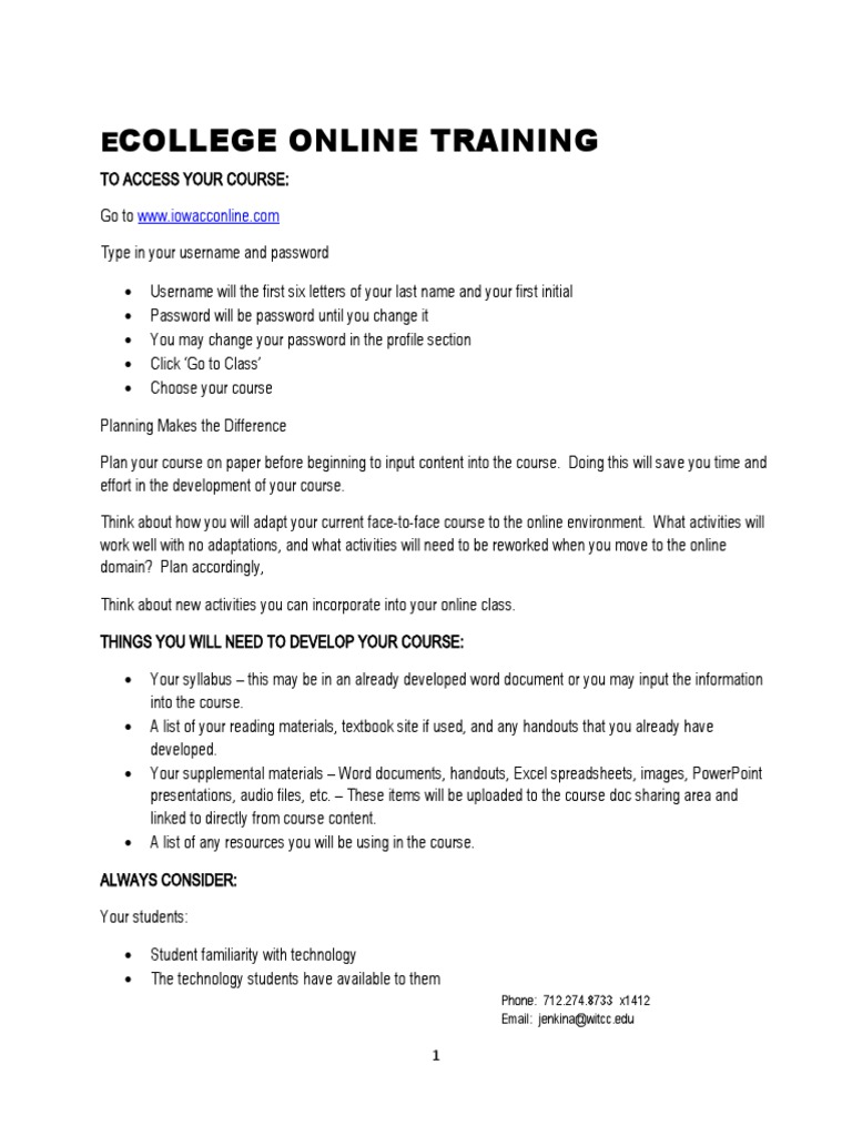 Ecollege ONLINE TRAINING - Document | PDF | Learning | Test (Assessment)