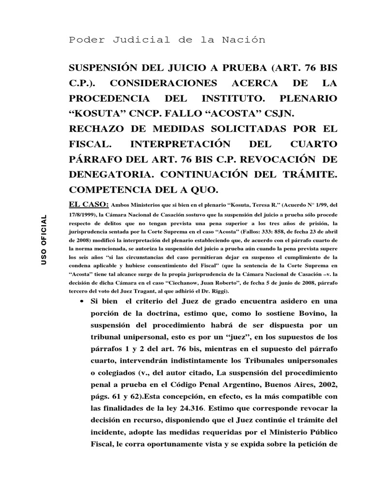 Fallo KOSUTA | PDF | Caso de ley | Juez