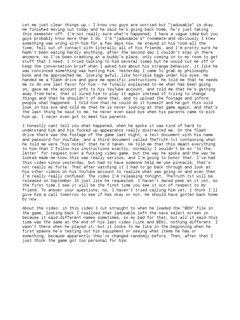 Ben Drowned Part 4 - Jadusable | PDF