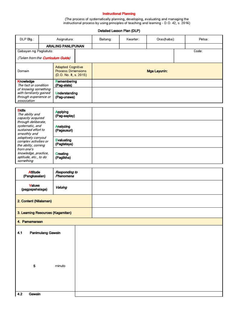 Blank DLP | PDF | Lesson Plan | Learning