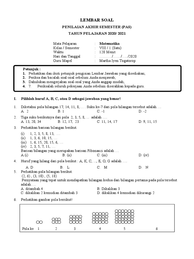 Soal Pas Kelas 8 SMP | PDF