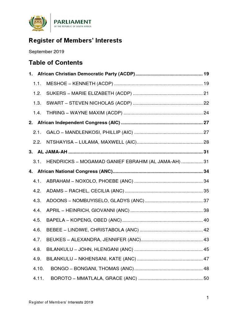 Register of Members' Interests | PDF | Politics Of Africa | Government ...