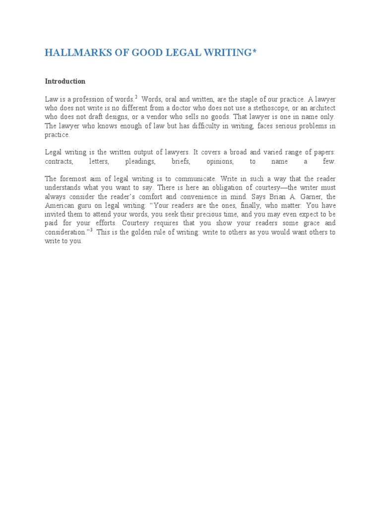 Hallmarks of Good Legal Writing | PDF
