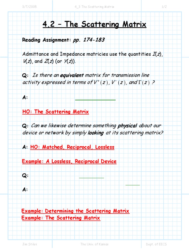 4 - 3 The Scattering Matrix Present | PDF | Electronic Engineering ...