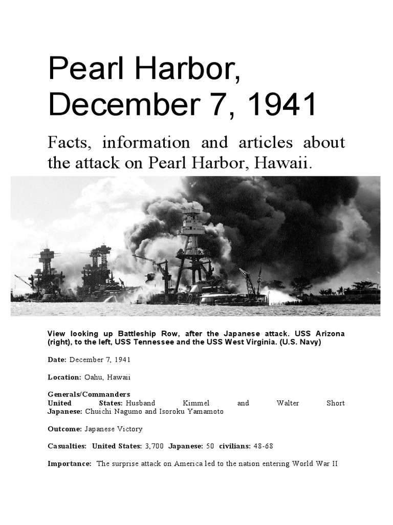Pearl Harbor, December 7, 1941: Facts, Information and Articles About ...
