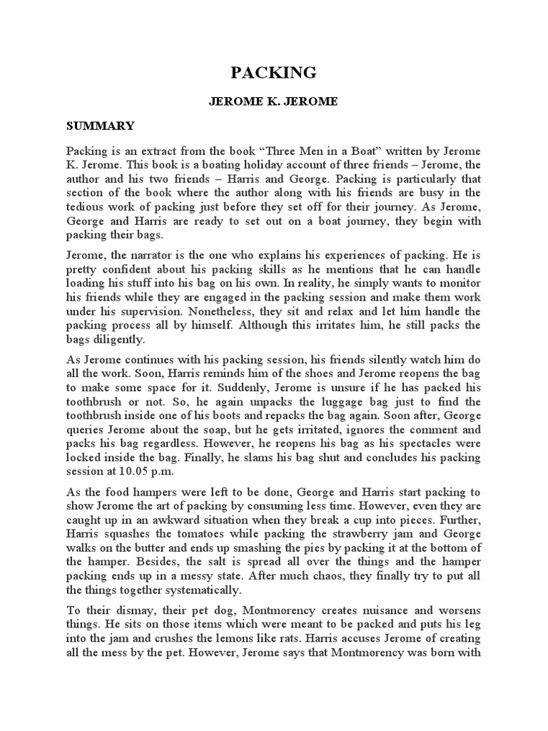 Packing: Jerome K. Jerome | PDF | Humour