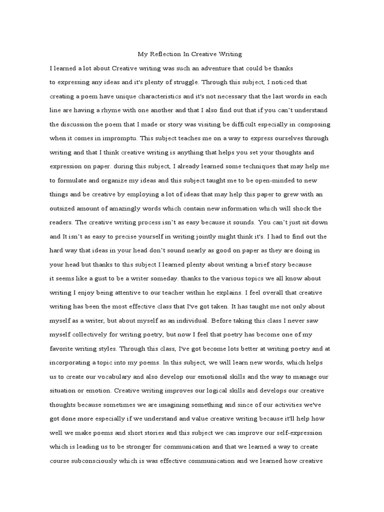 My Reflection in Creative Writing | PDF | Creative Writing | Poetry