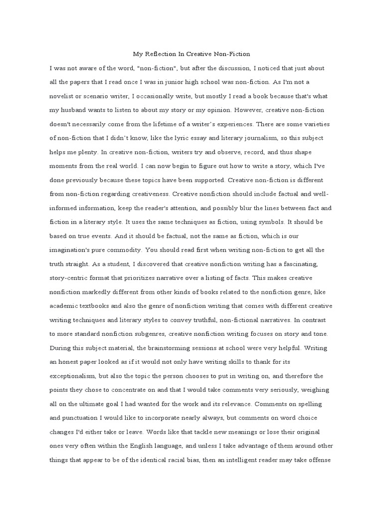 My Reflection in Creative Non | PDF | Creative Nonfiction | Communication