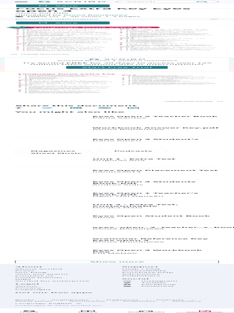 Workbook Language Focus Extra Key Eyes Open 3 | PDF | Social Information Processing | Communication