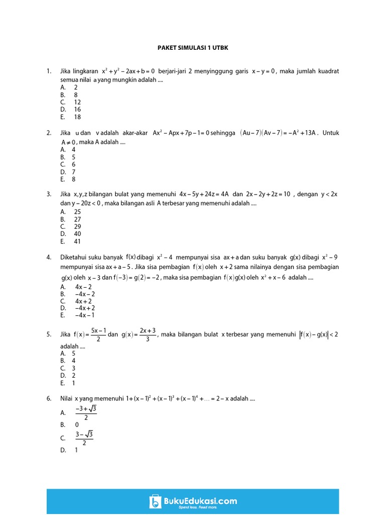 PAKET SIMULASI 1 UTBK-math | PDF