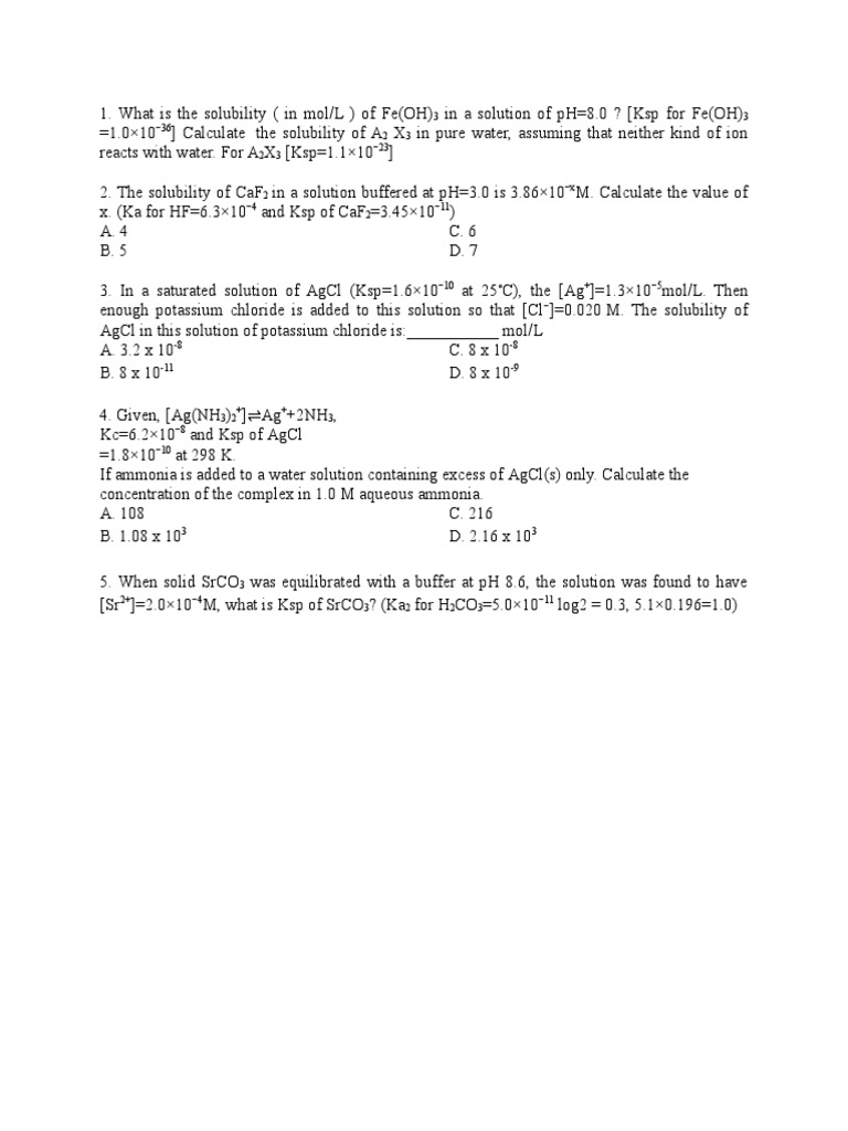 KSP Question A Level | PDF