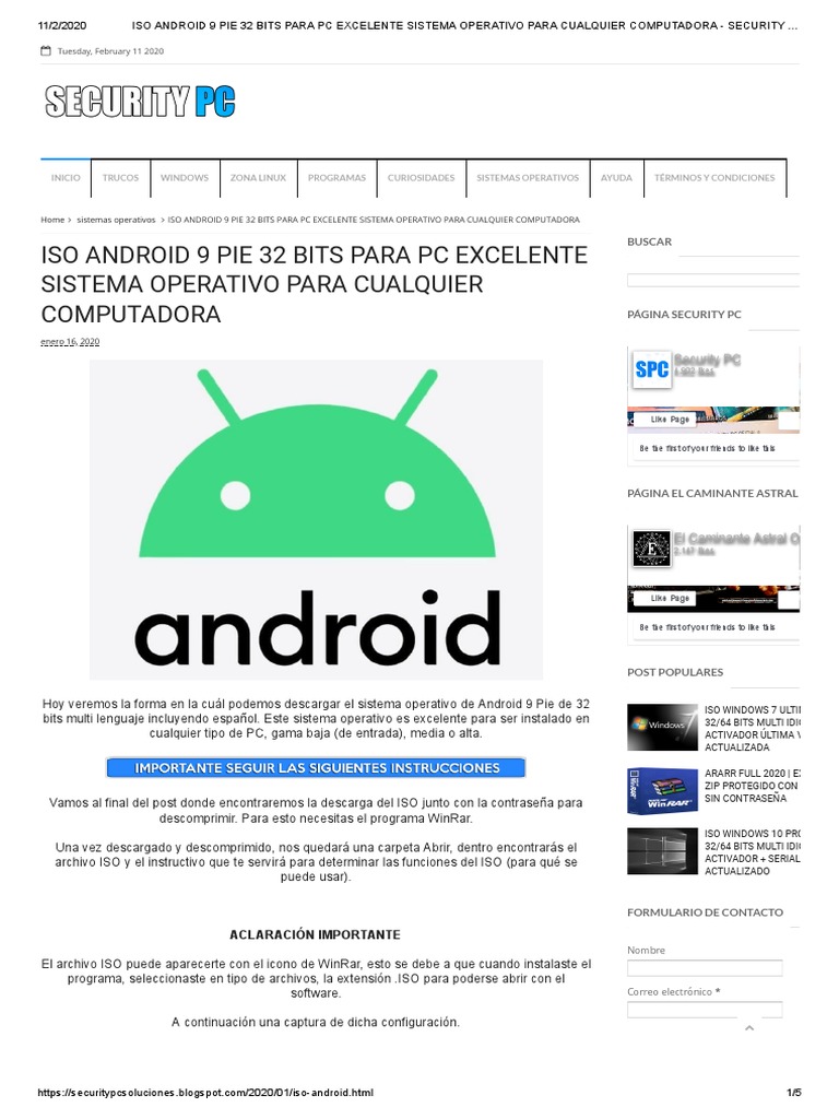 Iso Android 9 Pie 32 Bits para PC Excelente Sistema Operativo para ...