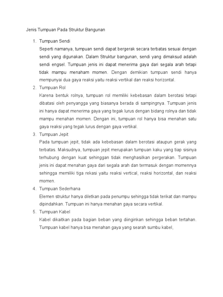 Jenis Tumpuan Pada Struktur Bangunan | PDF | Sains & Matematika