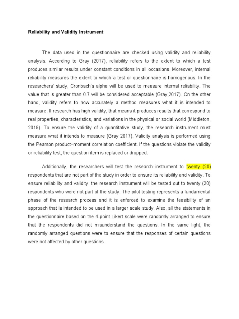 Reliability and Validity Instrument | PDF | Validity (Statistics ...