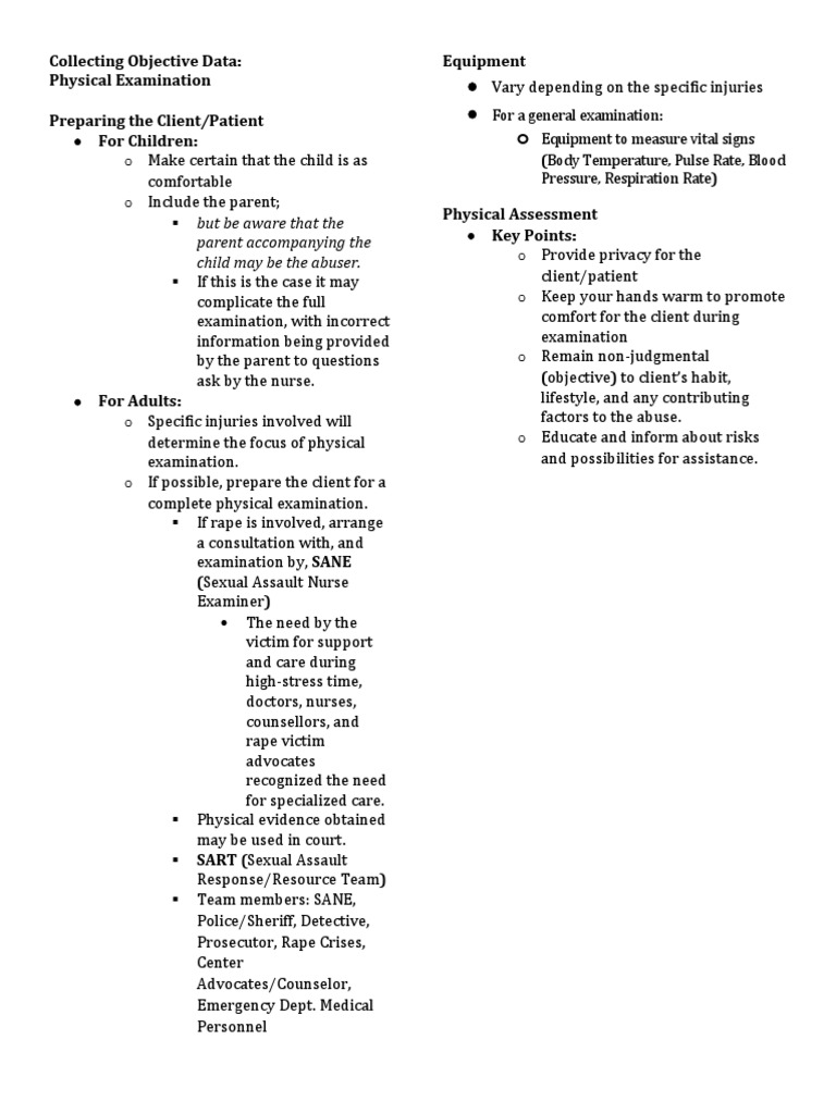 Collecting Objective Data | PDF | Physical Examination | Rape