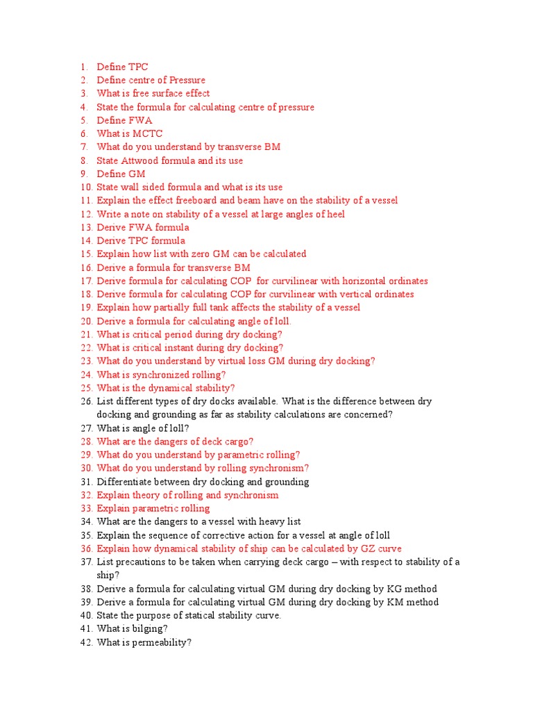 Stability Notes | PDF | Ships | Watercraft