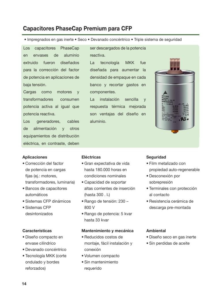 Capacitor PhaseCap | PDF | Energia electrica | Transformador