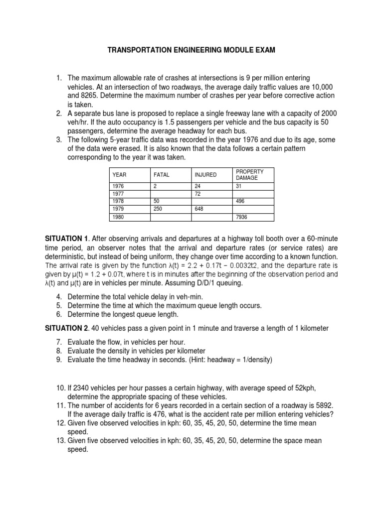 Transportation Engineering Module Exam | Download Free PDF | Angle ...