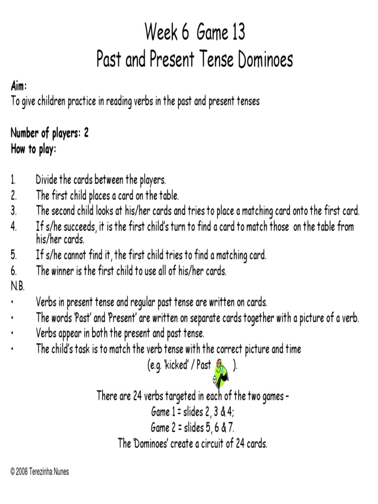 Past and Present Tense Domino | PDF | Grammatical Tense | Grammar