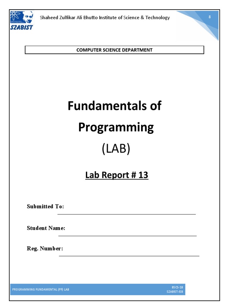 Fundamentals of Programming: Lab Report # 13 | PDF | Namespace | Computer Engineering