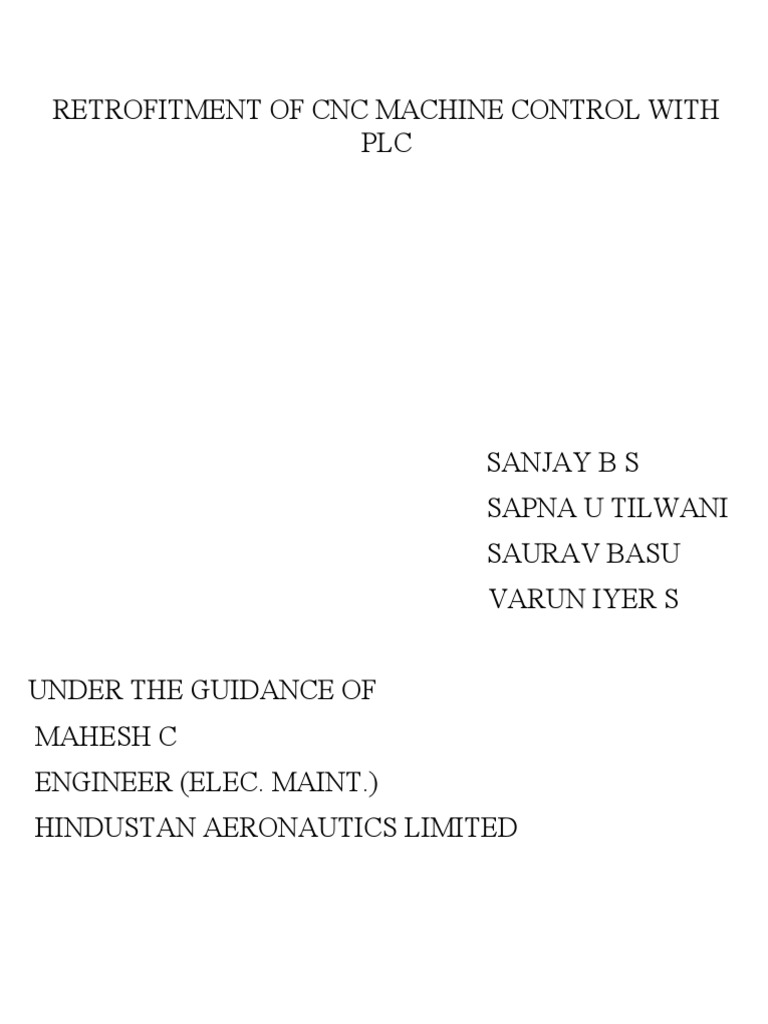 Retrofitment of CNC Machine Control With PLC | PDF | Programmable Logic ...