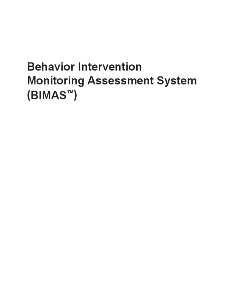 Behavior Intervention Monitoring Assessment System (Bimas) | Download ...