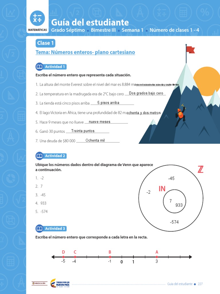 Operaciones Con Numeros Enteros Semana 1 Nuevo | PDF | Entero | Teoría ...