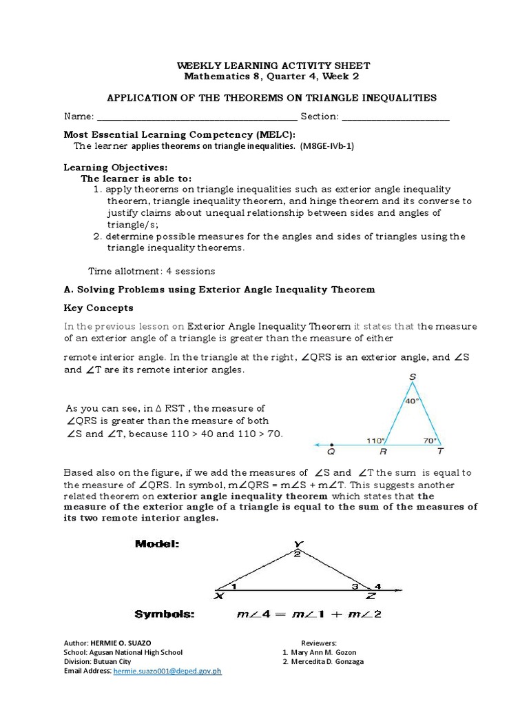 Wlas 8 Q4 W2 | PDF | Triangle | Geometry