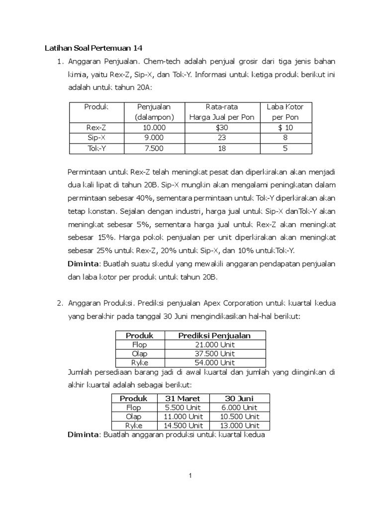 Soal Latihan Pertemuan 14 | PDF